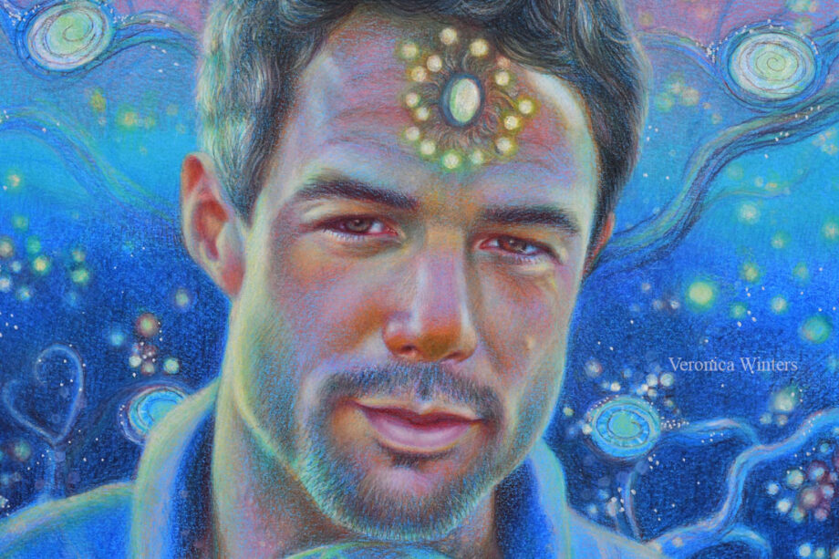 Cosmic Tree Space, colored pencil drawing - Veronica Winters Painting