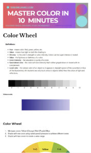 Color Wheel Exercises cheat sheet, digital download - Veronica Winters ...